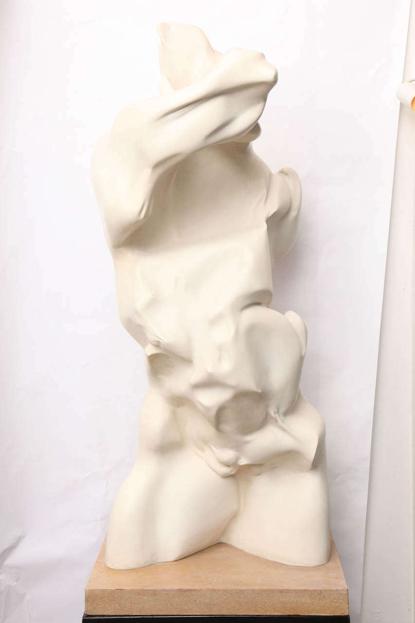 1960s Italian Futurist Abstract Torso Sculpture and Pedestal at 1stDibs