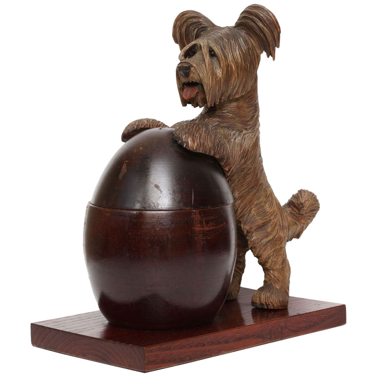 Black Forest Hand-Carved Wooden Terrier Box at 1stDibs