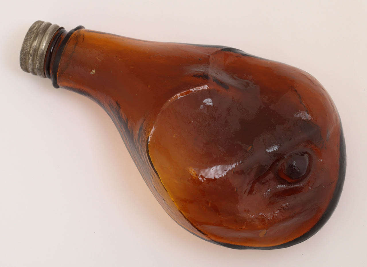 Foust Distillery Handblown Amber Glass Turkey and Ham Bone Flasks For ...