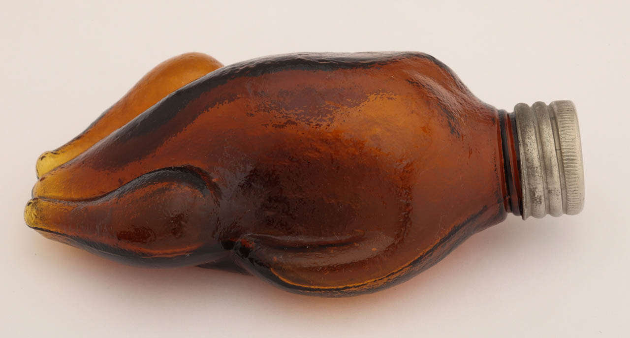 Foust Distillery Handblown Amber Glass Turkey and Ham Bone Flasks For ...