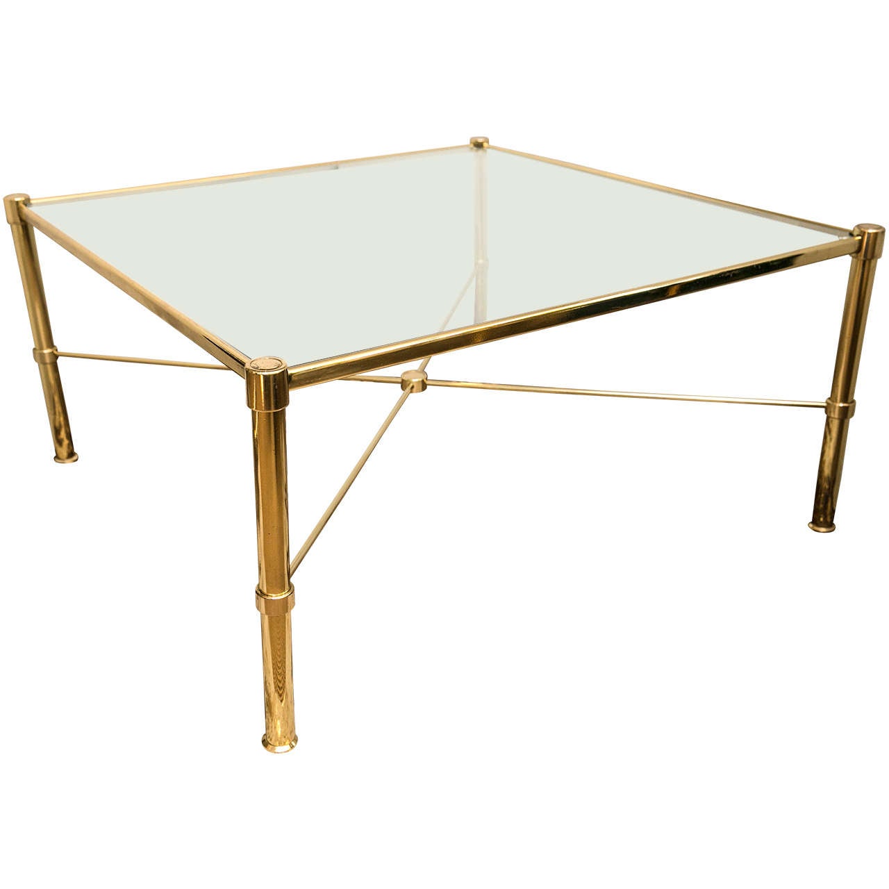 Large Brass Cornered Cocktail Table For Sale at 1stDibs