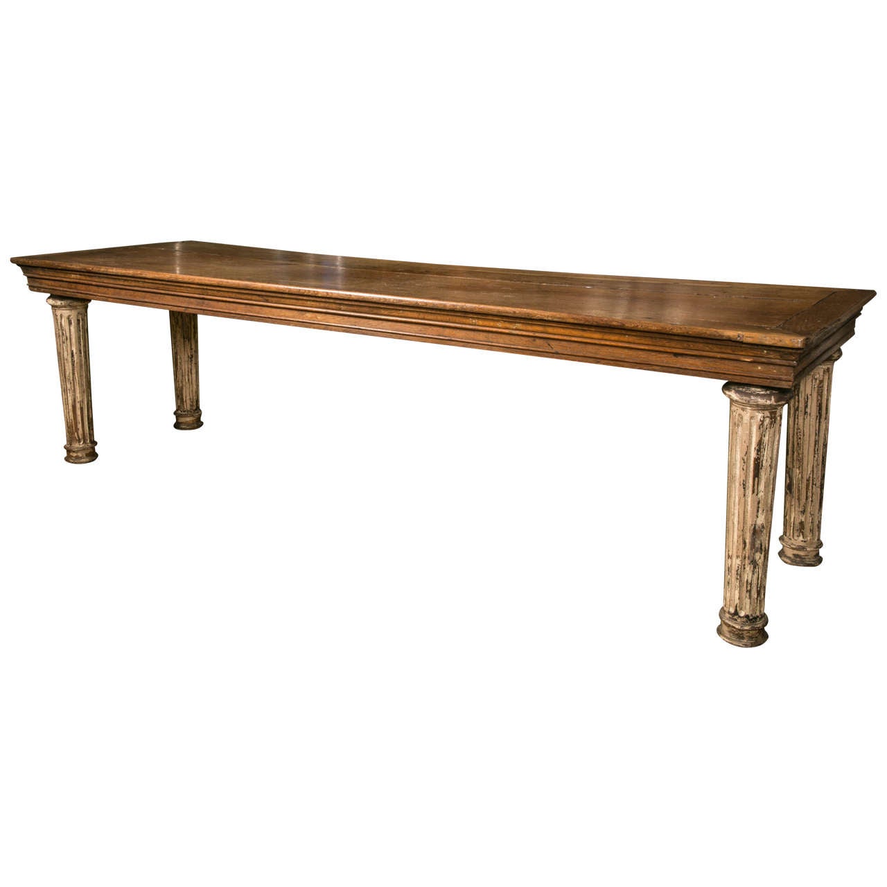 Huge English Library Table in Natural Oak, 19th Century For Sale at 1stDibs