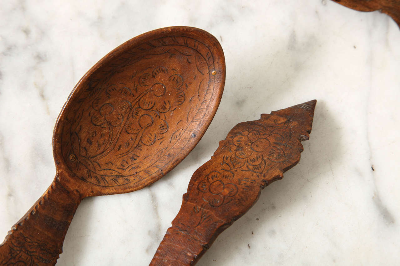 Norwegian Folk Art Spoon Rack and Spoon Collection at 1stDibs | spoon ...
