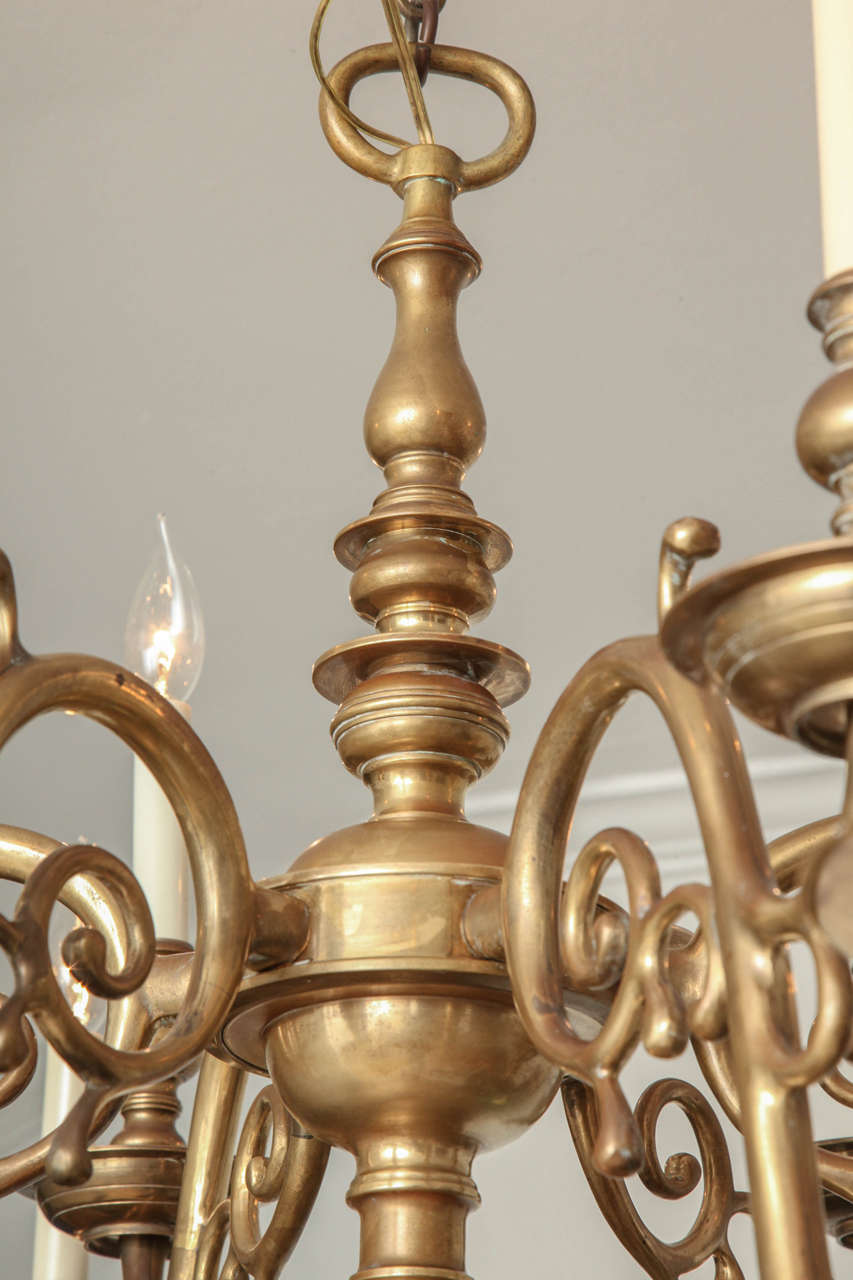 Unusual Brass Twelve-Light Chandelier at 1stDibs