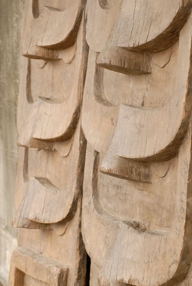 Two Tribal Carved Wooden Carvings from a Naga Structure, Northern India ...