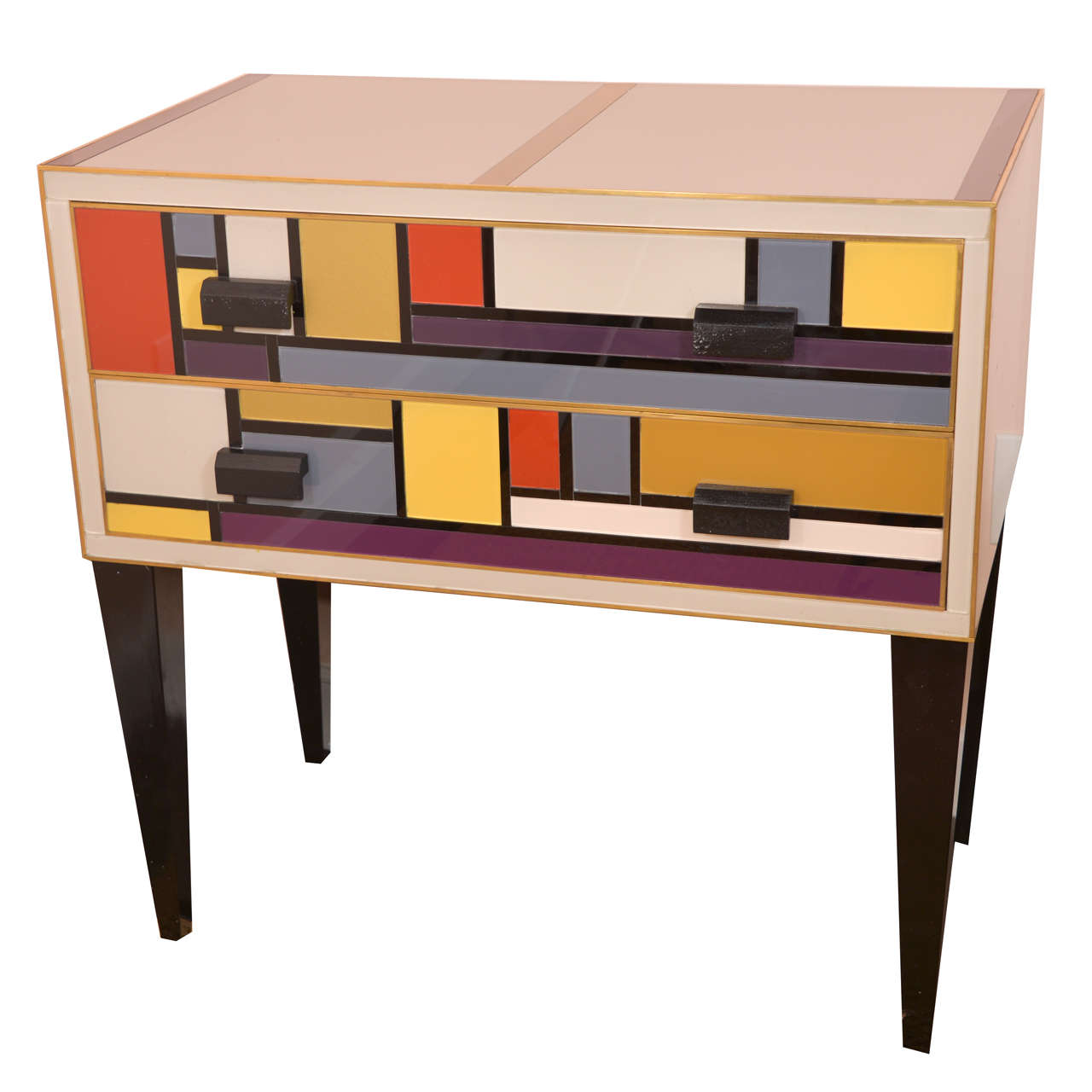 Pair of Italian Commodes in Various Colored Glass at 1stDibs