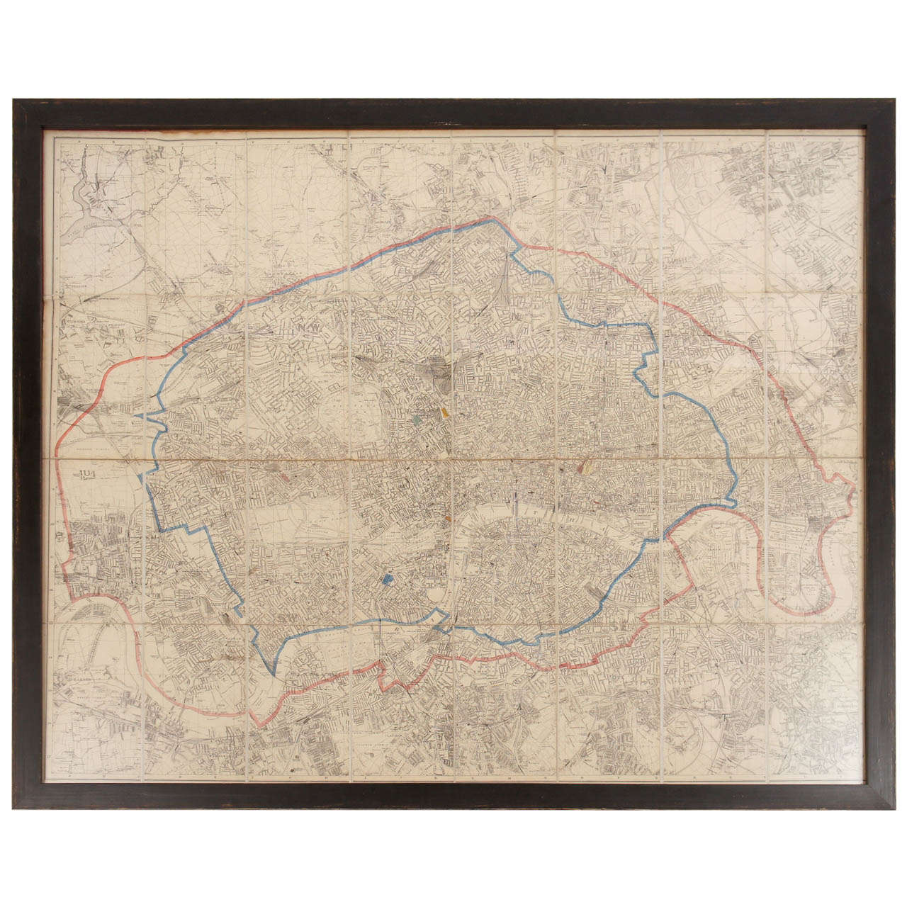 19th Century London Postal Map of Large Scale - Framed at 1stDibs