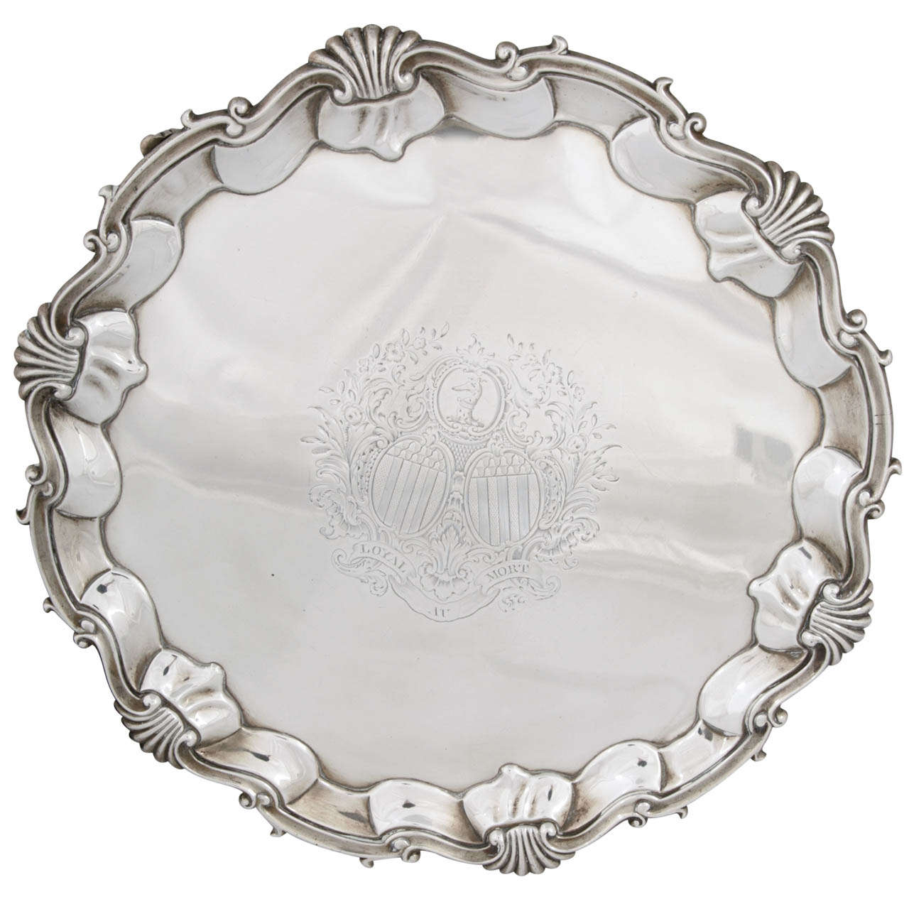 Fine Large Georgian Silver Salver of American Interest For Sale at 1stDibs