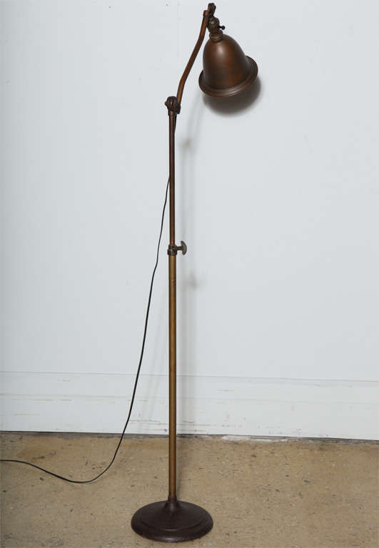 Weldon Industrial Articulating Brass Floor Lamp with Cast Iron Base, C ...