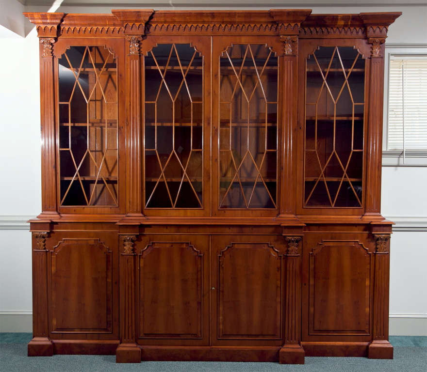 English Yew Wood Architectural Breakfront For Sale at 1stDibs ...