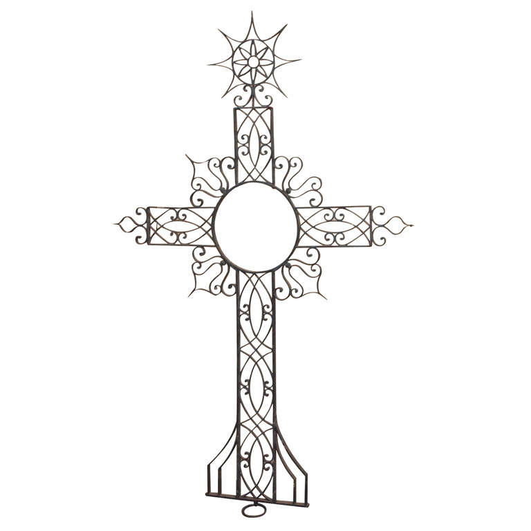 19thc Spanish Delicately Scrolled Iron Cross For Sale at 1stDibs