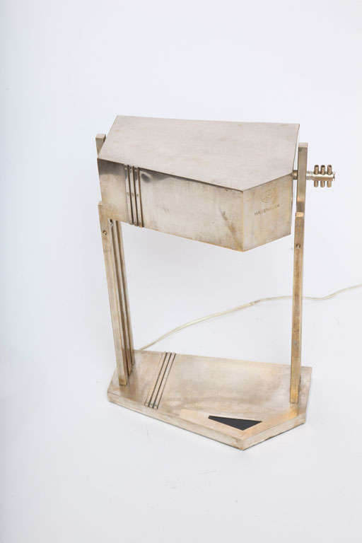 An Art Deco Silver Lamp signed Hagenauer at 1stDibs