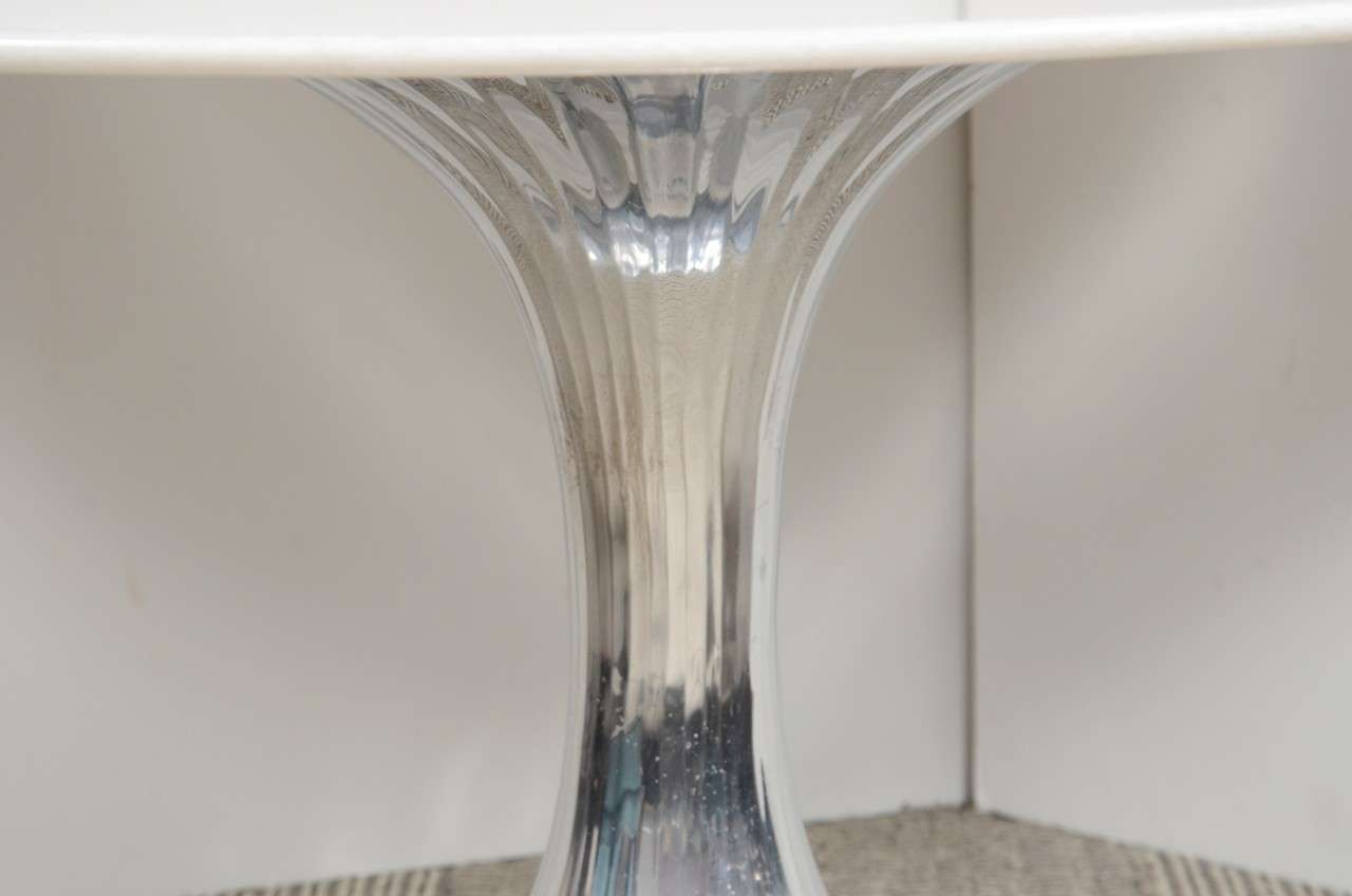 Modernist White Granite and Fluted Metal Base Dining Table at 1stDibs ...