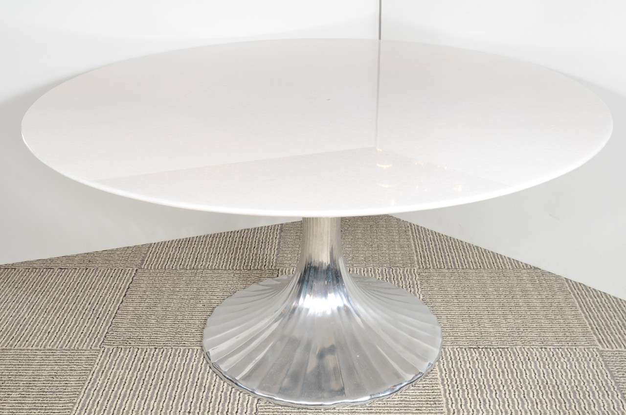 Modernist White Granite and Fluted Metal Base Dining Table at 1stDibs ...