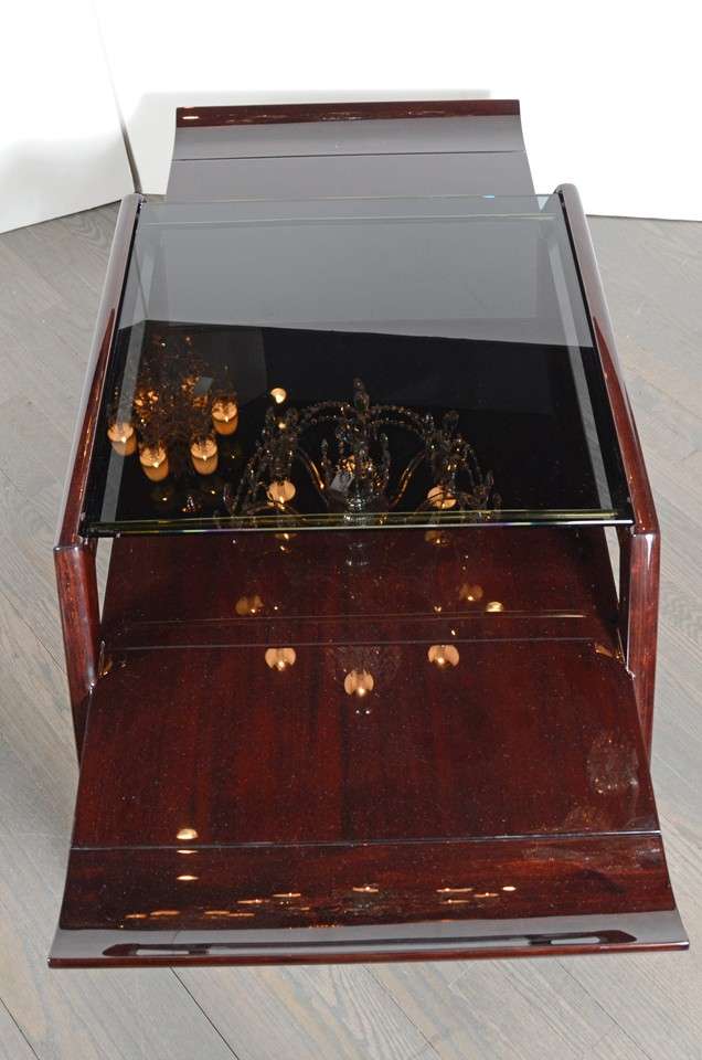 Modernist Pagoda Style Two Tier Cocktail Table in the Manner of Gio ...