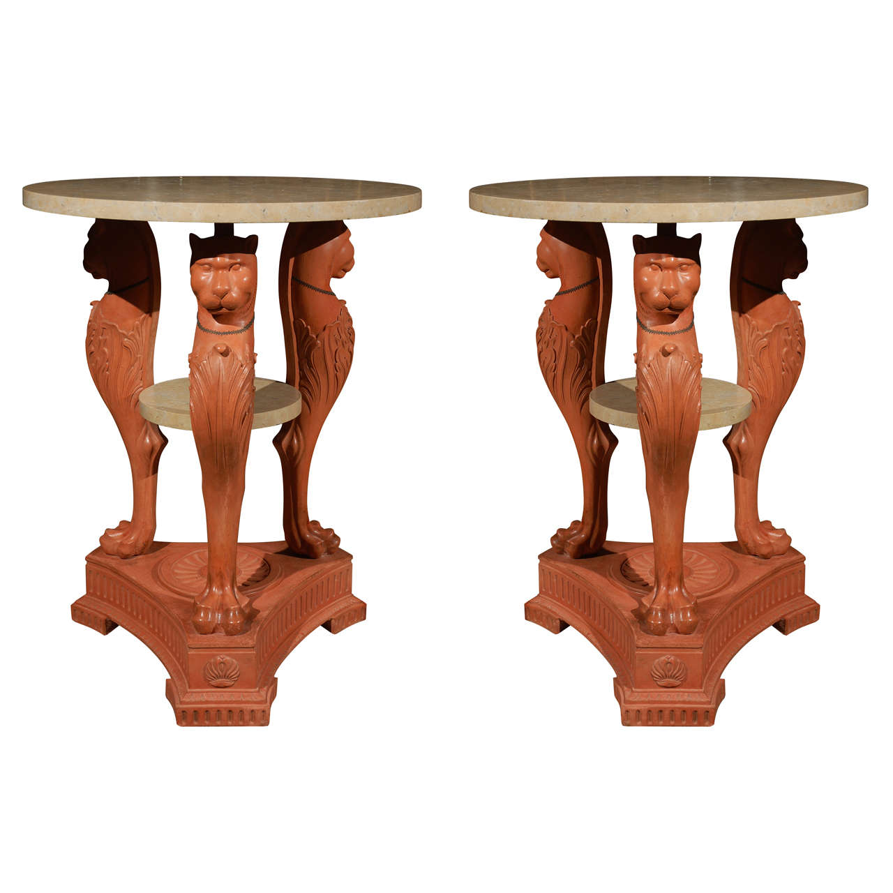 Pair Monumental Egyptian Revival Tables For Sale at 1stDibs