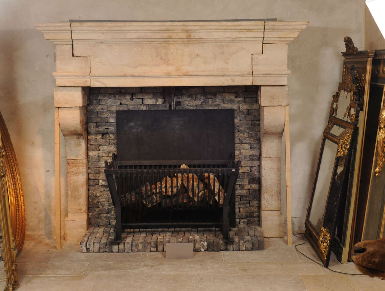 A large 17th C. French limestone castle fireplace / mantel piece at 1stDibs