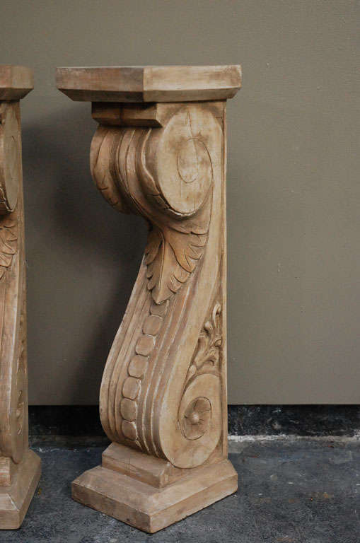 A Pair of Vintage Carved Wood Pillars at 1stDibs
