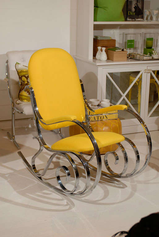 Yellow Chrome Rocker For Sale at 1stDibs