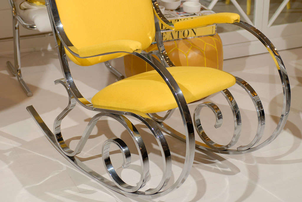 Yellow Chrome Rocker For Sale at 1stDibs