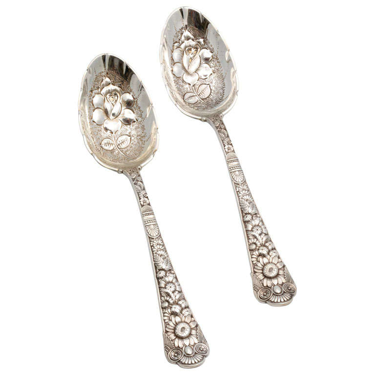 Rare Pair of Sterling Silver "Cluny" Berry Spoons at 1stDibs | rare spoons
