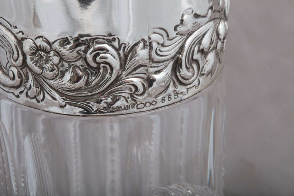Sterling Silver-Mounted "Zipper-Cut" Crystal Pitcher at 1stDibs