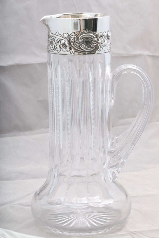 Sterling Silver-Mounted "Zipper-Cut" Crystal Pitcher at 1stDibs