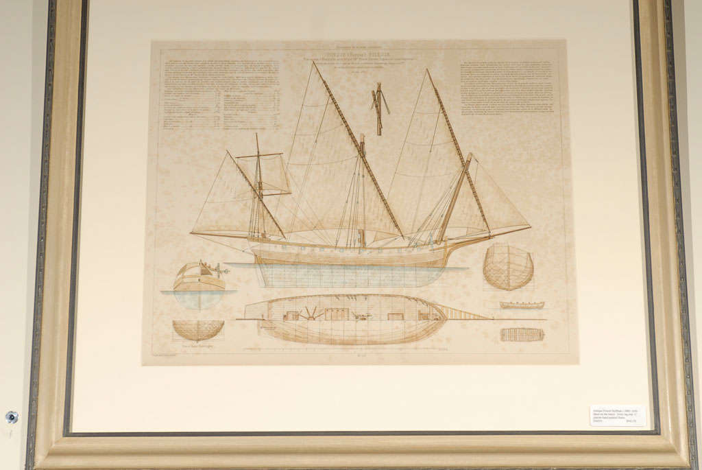 Set of 9 French Boat Plans Hand Framed at 1stDibs