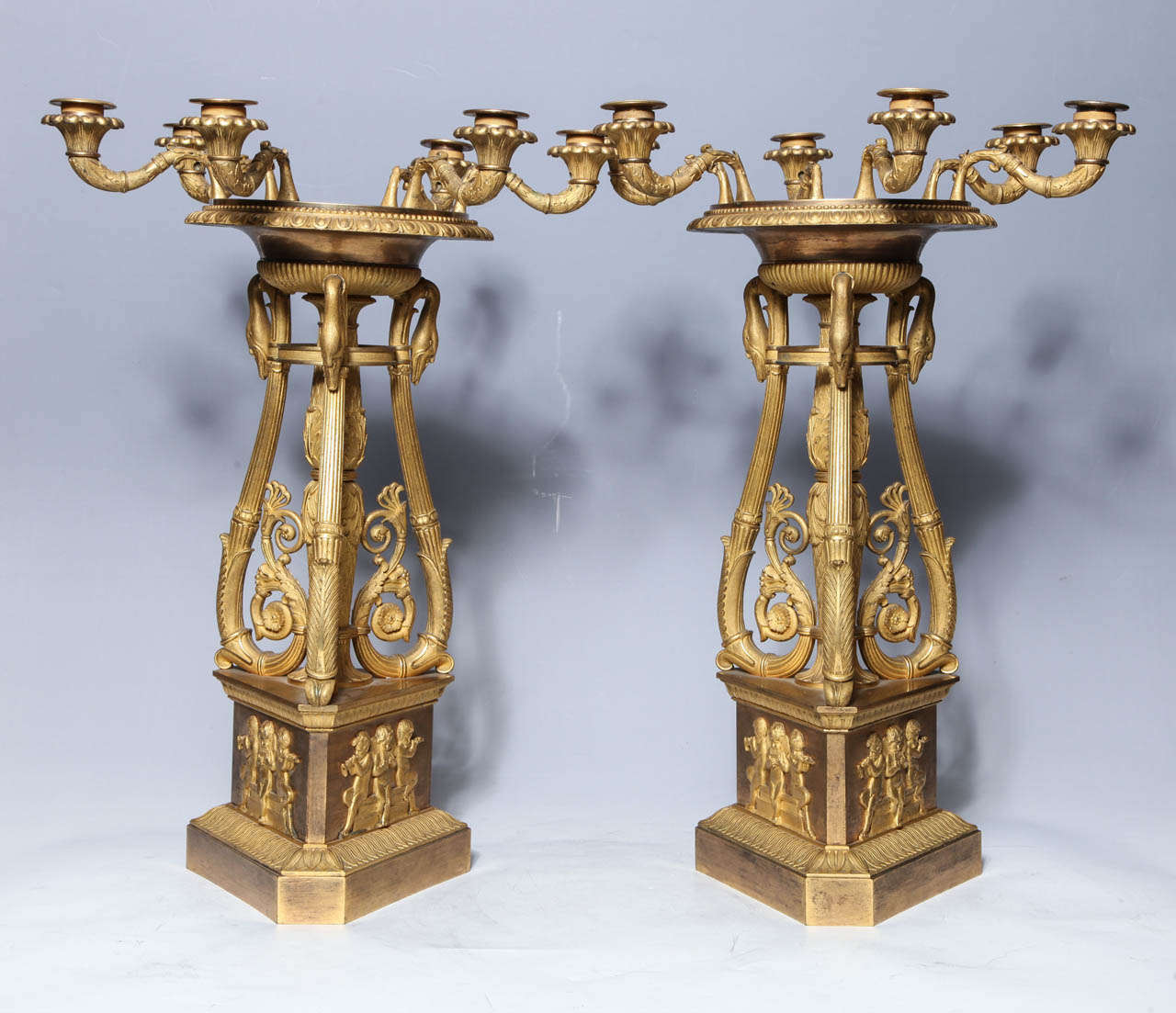 Unusual Pair of Empire Ormolu Six-Light Candelabra, Signed Thomire A ...