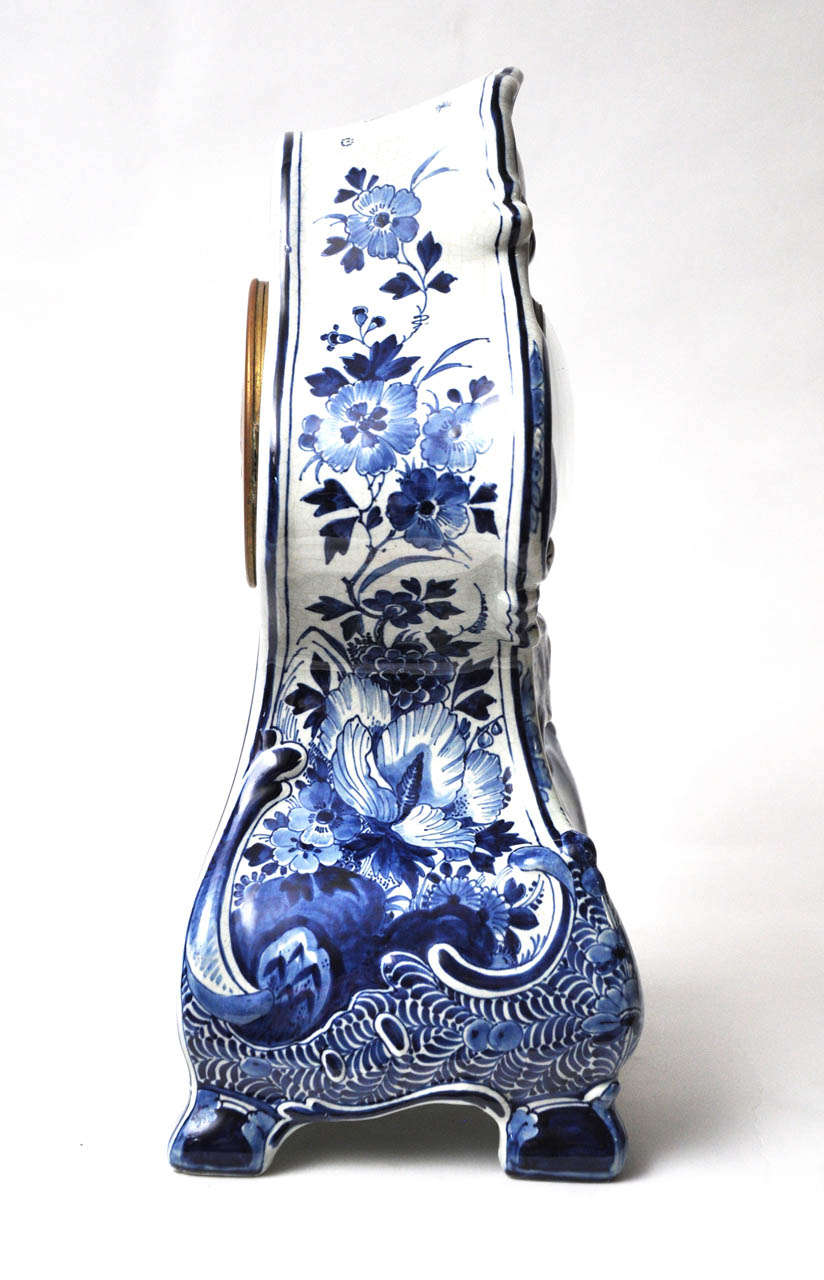 Delft Porcelain Mantel Clock For Sale at 1stDibs | delft clock, delft ...