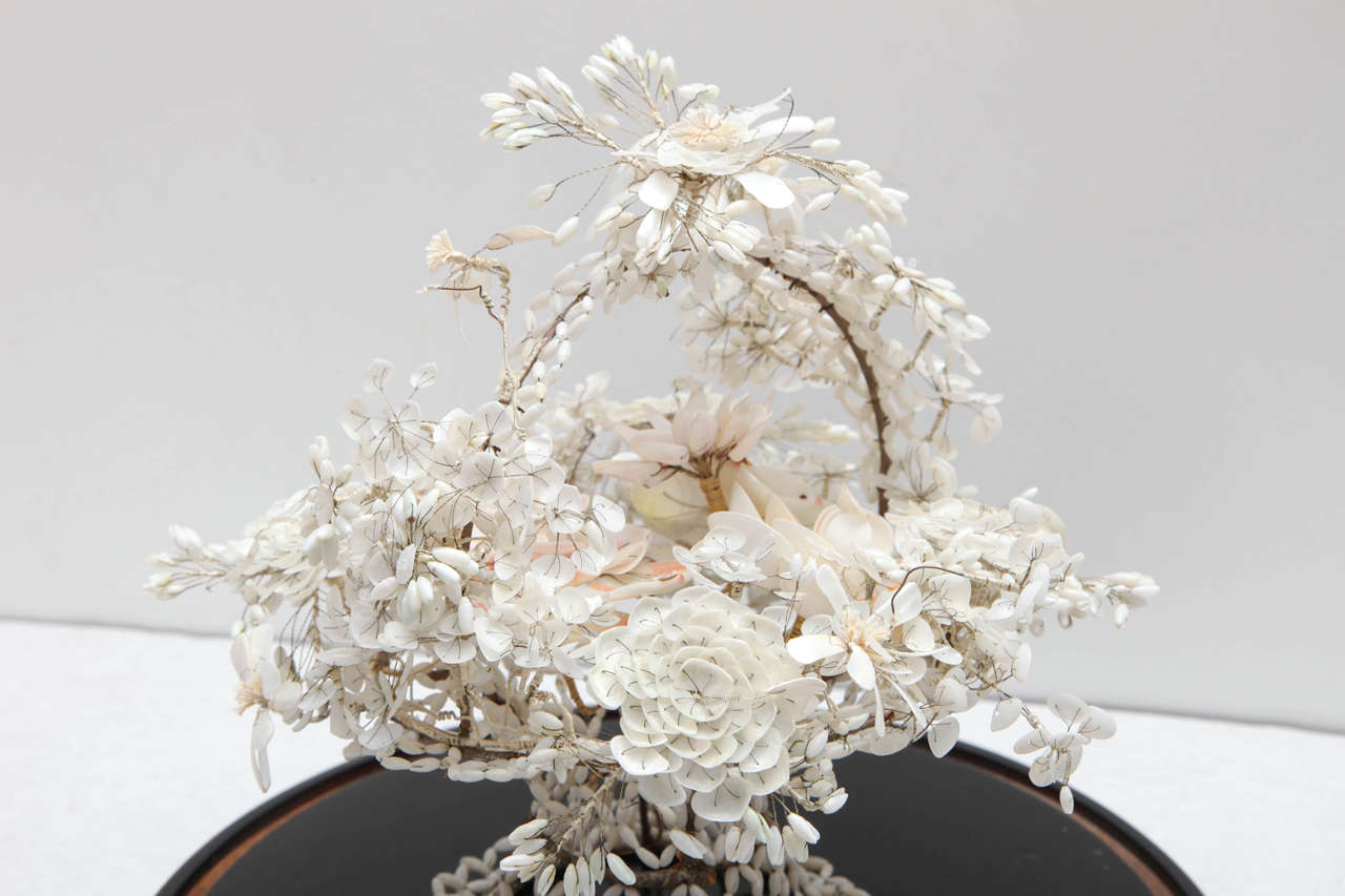 Victorian Cloche with Shellwork Flower Basket at 1stDibs
