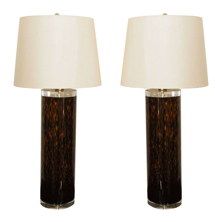 Pair Murano Glass "Tortoise Shell" Table Lamps at 1stDibs