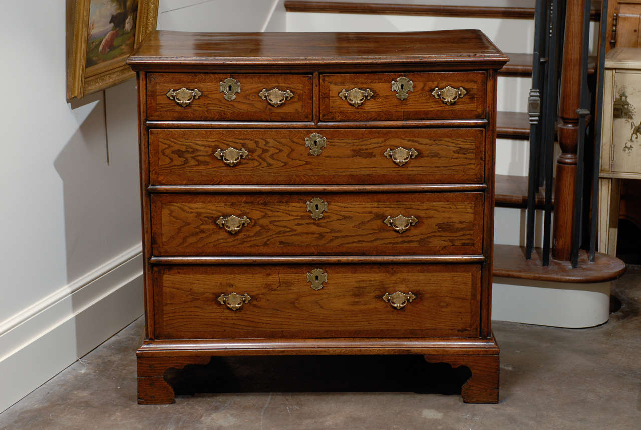 English 1820s Regency Oak Five-Drawer Commode with Crossbanding and ...