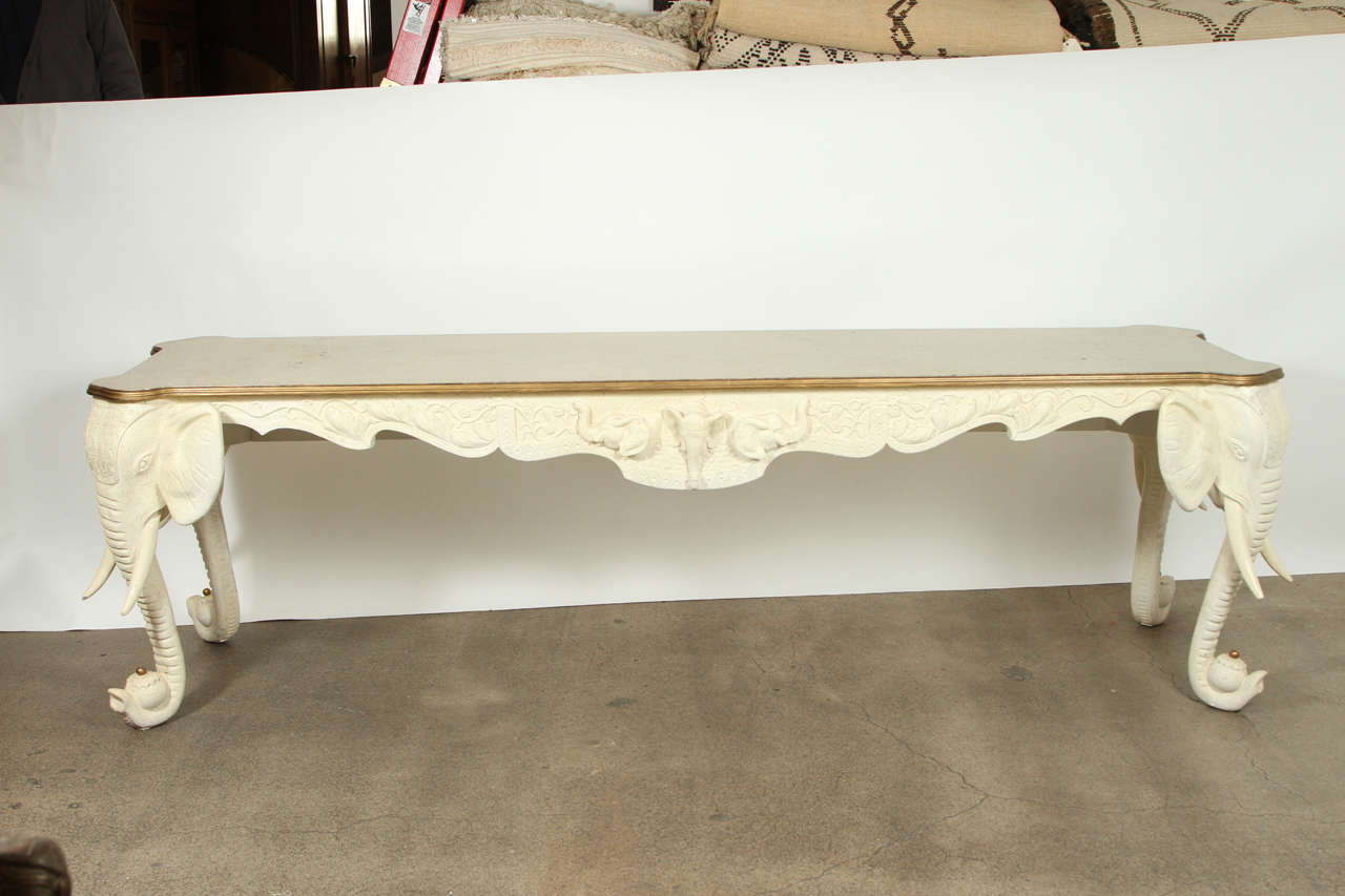 Anglo Indian Vintage Elephants Carved Console Sofa Table at 1stDibs
