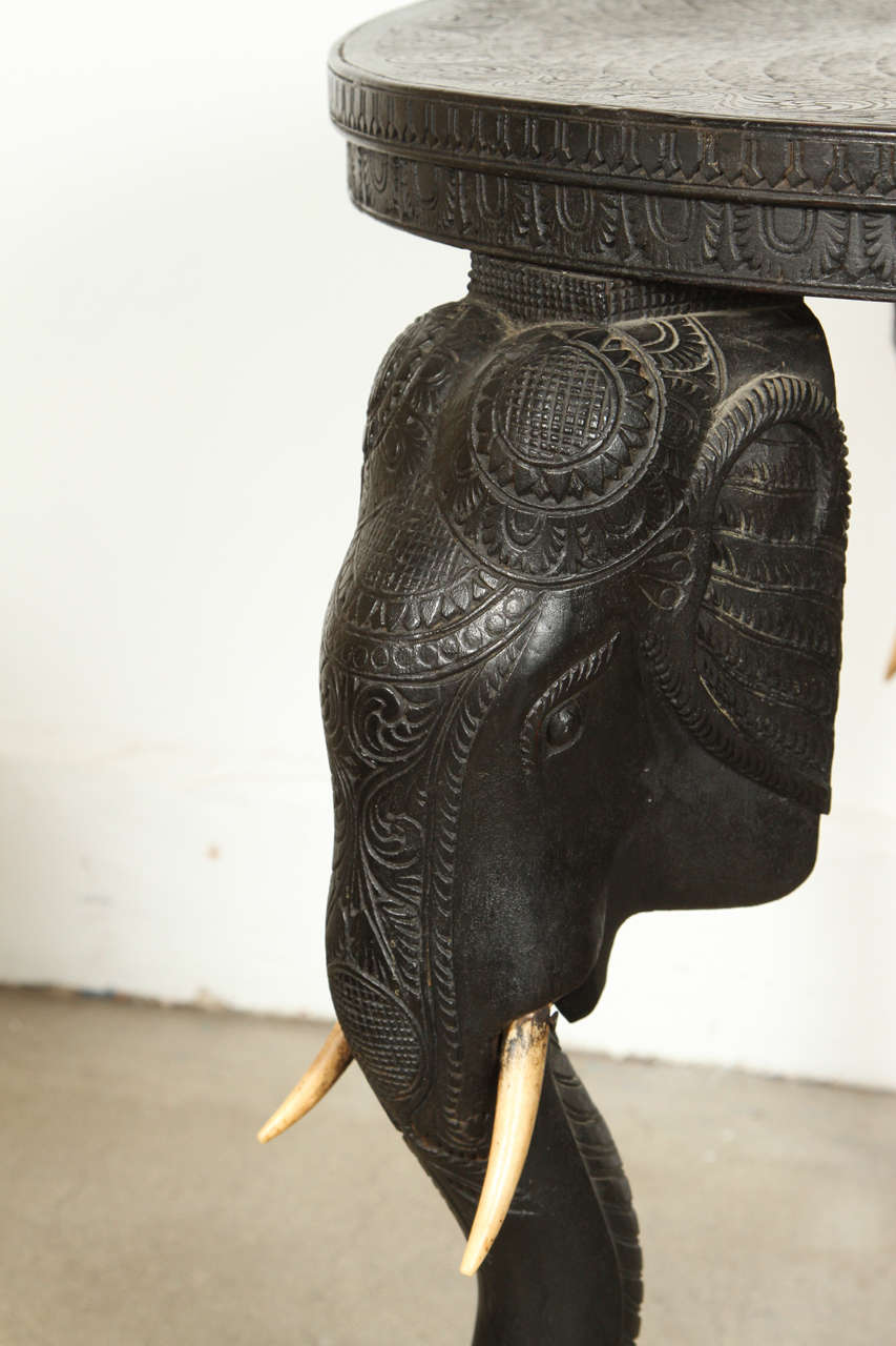 Anglo Raj Carved Side Table with Elephant Heads at 1stDibs | carved ...