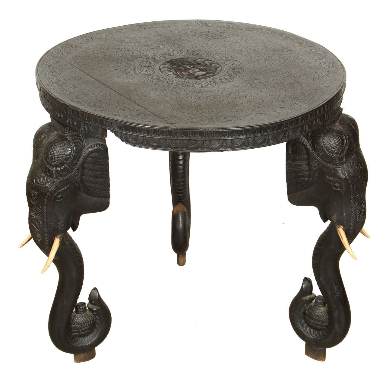 Anglo Raj Carved Side Table with Elephant Heads at 1stDibs | carved ...