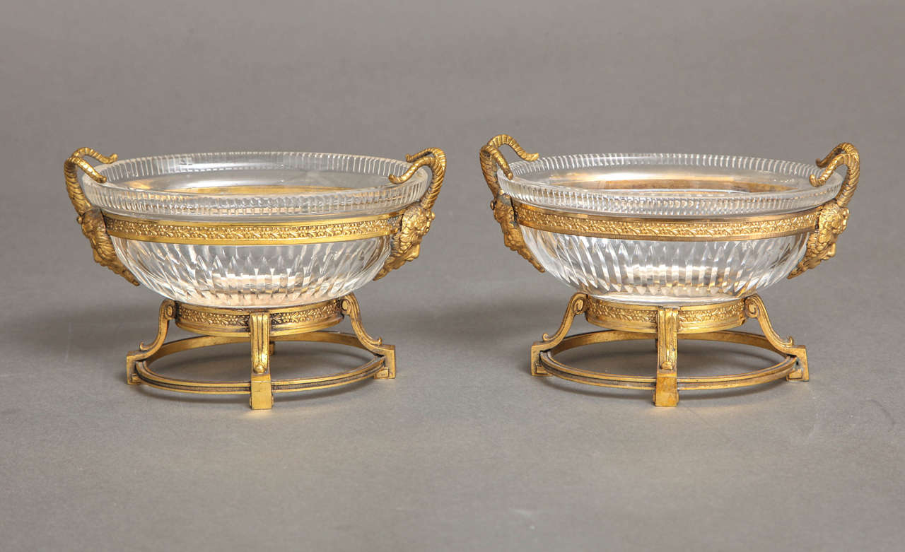 Pair of Russian Imperial Cut Crystal and Doré Bronze Centerpieces W ...