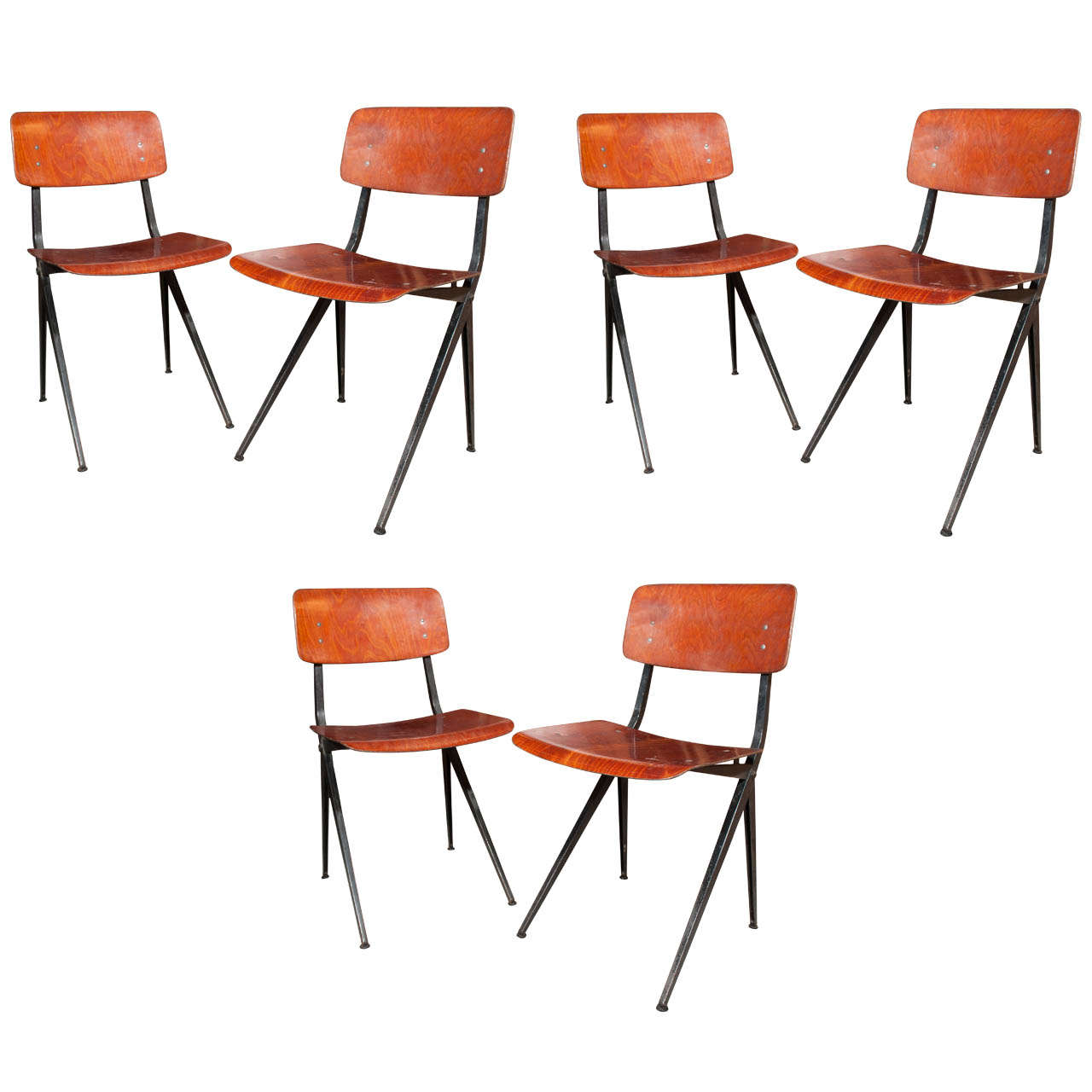 Set of Six Mid-Century Modern Belgium Chairs, circa 1960 For Sale at ...