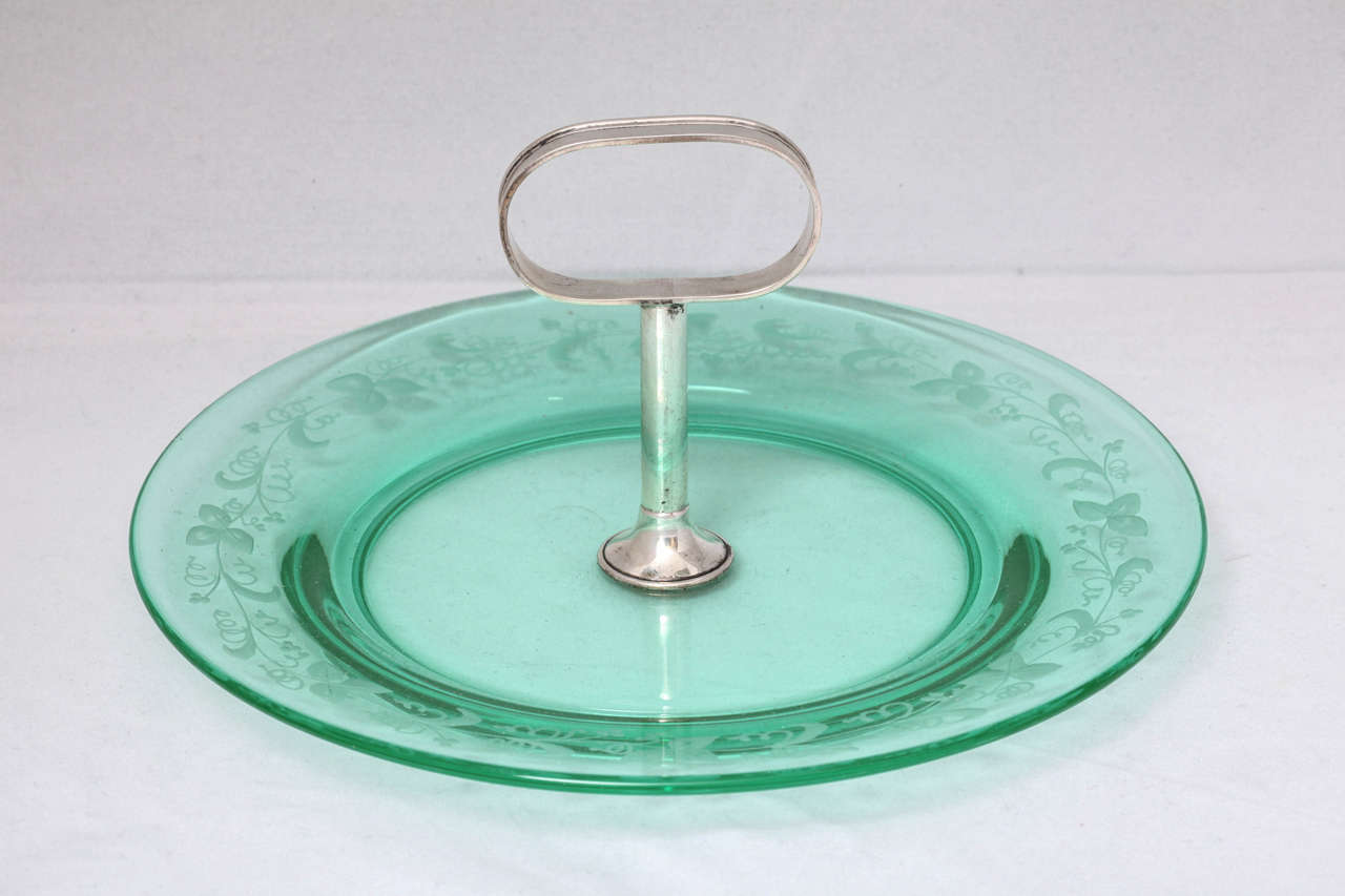 Hawkes Sterling Silver-Mounted Etched Glass Petit Fours Server For Sale ...