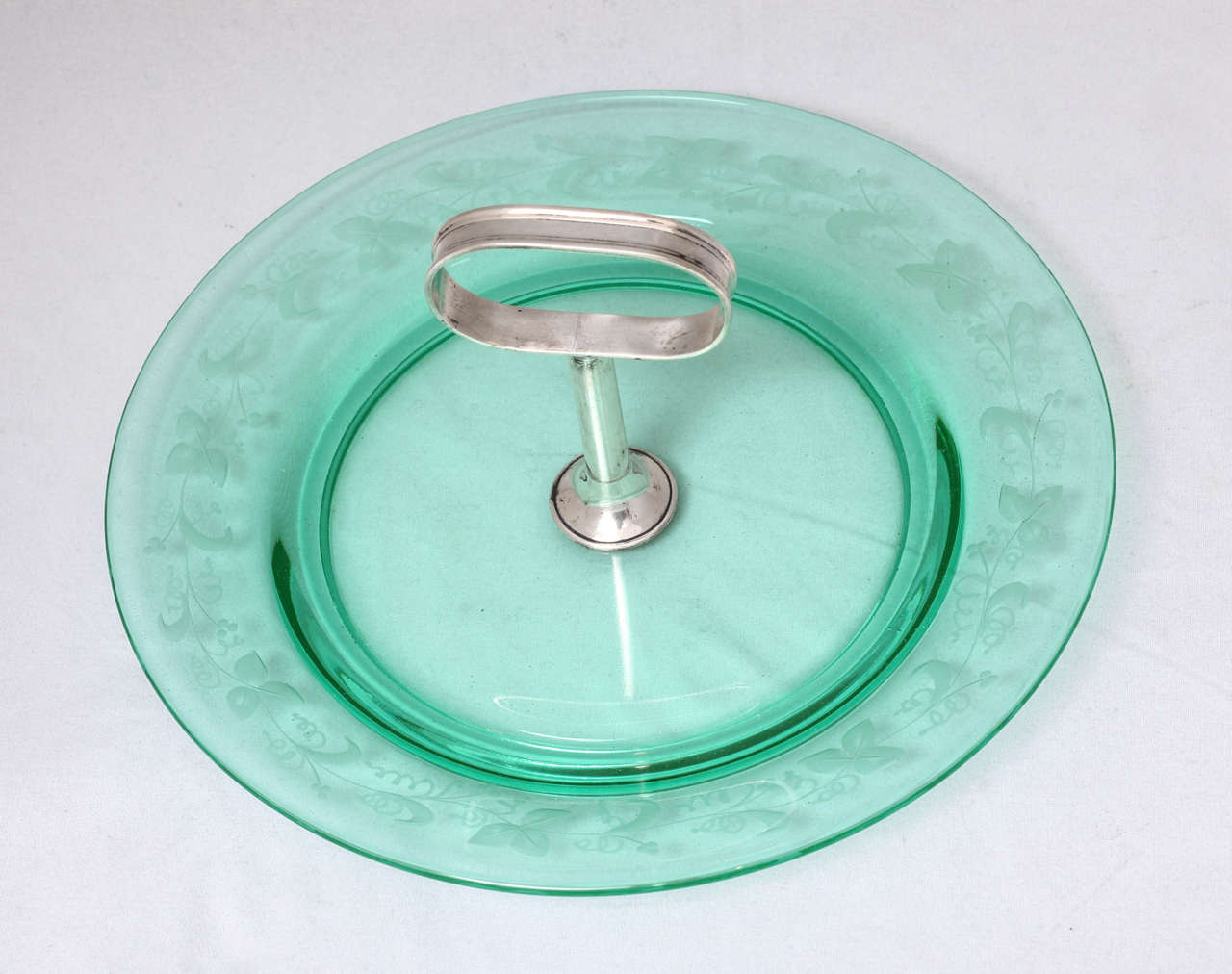Hawkes Sterling Silver-Mounted Etched Glass Petit Fours Server For Sale ...
