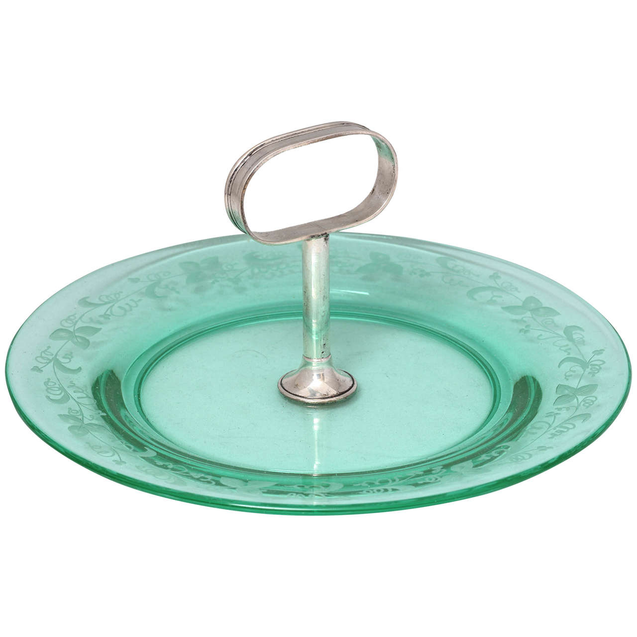 Hawkes Sterling Silver-Mounted Etched Glass Petit Fours Server For Sale ...