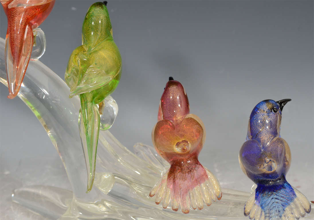 Mid Century Murano Glass Birds on a Branch Sculpture at 1stDibs ...