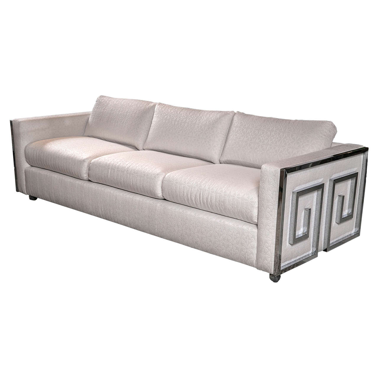 Mid-Century Milo Baughman Chrome Greek Key Sofa at 1stDibs