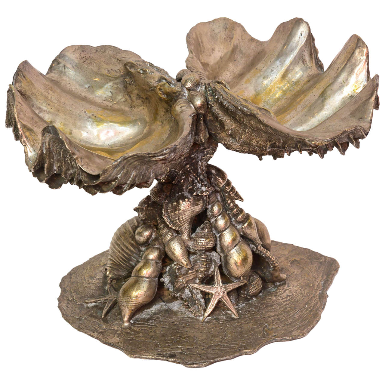 Silver Plate over Bronze Sea Shell Centrepiece at 1stDibs