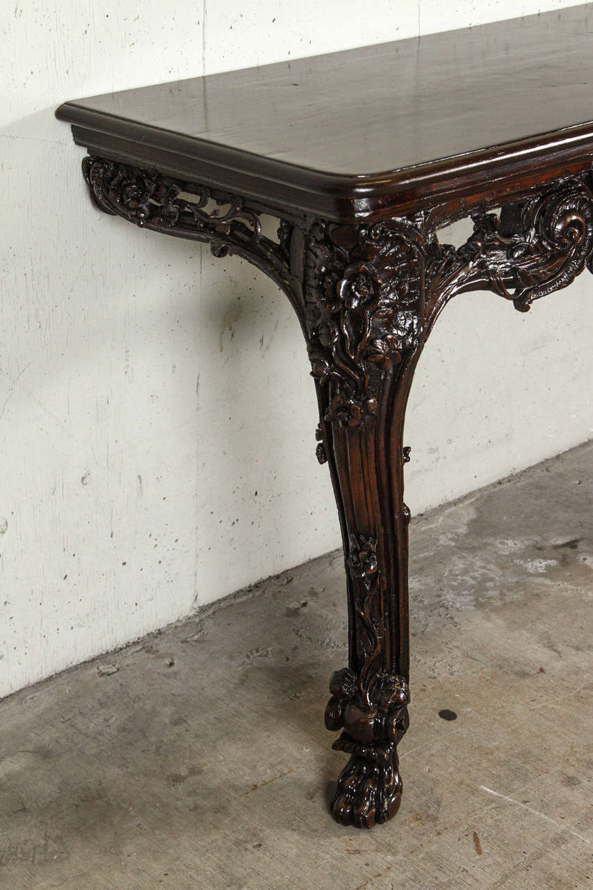 Carved Walnut Console Table at 1stDibs | walnut hall table