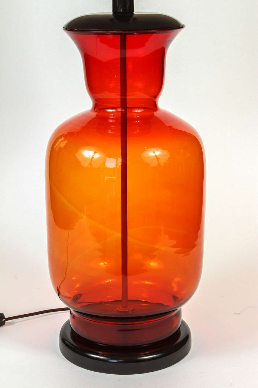 Vintage Blenko Red Glass Lamp at 1stDibs