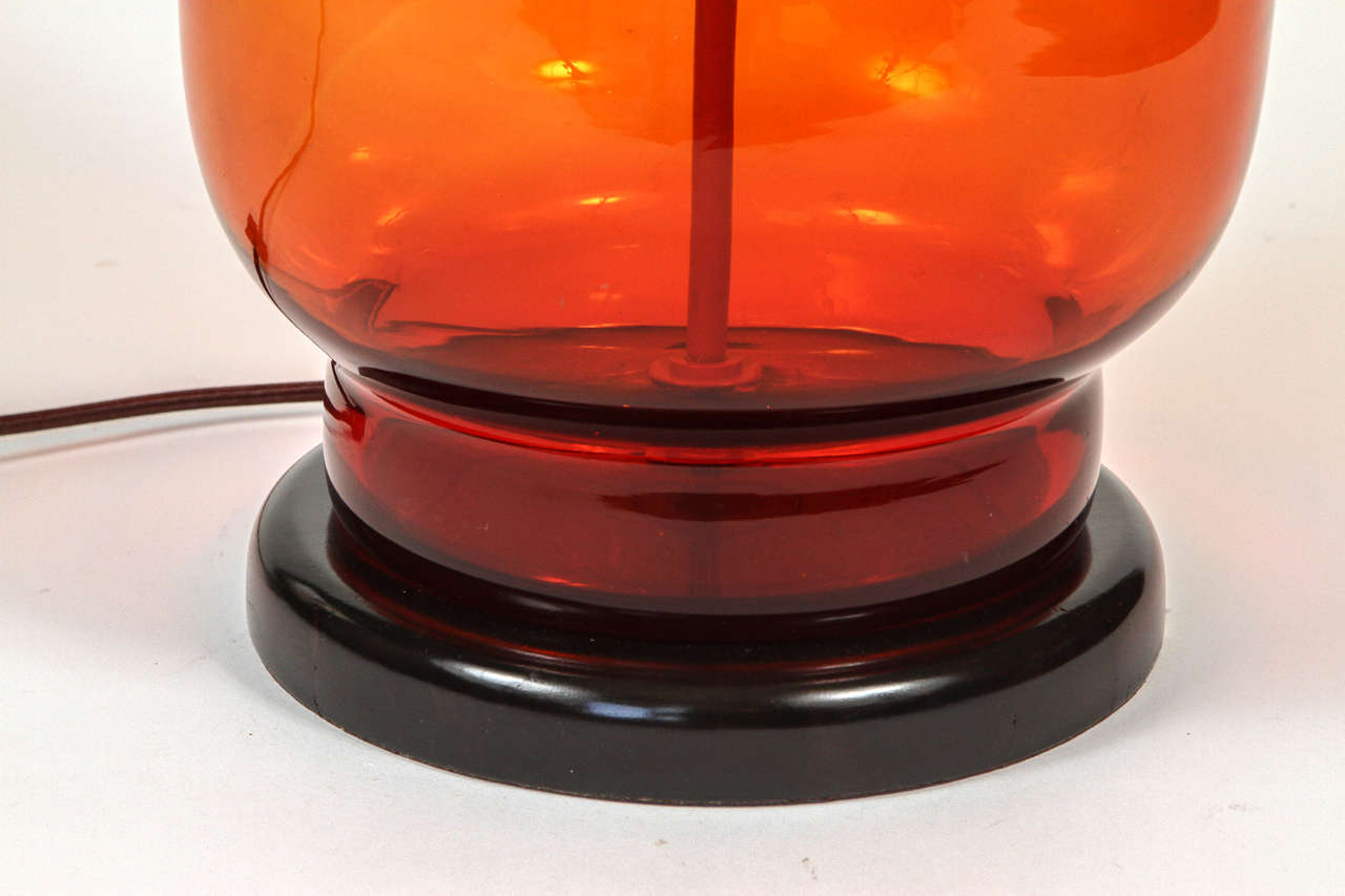 Vintage Blenko Red Glass Lamp at 1stDibs