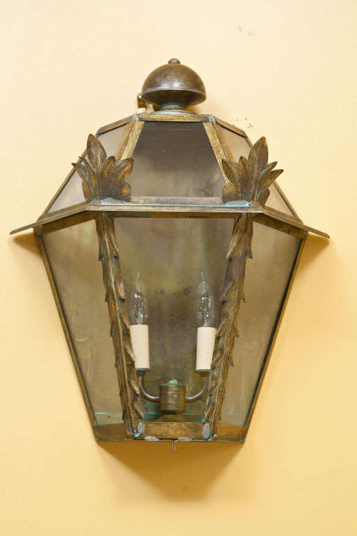 Pair of Italian Glass Encased Wall Lights For Sale at 1stDibs