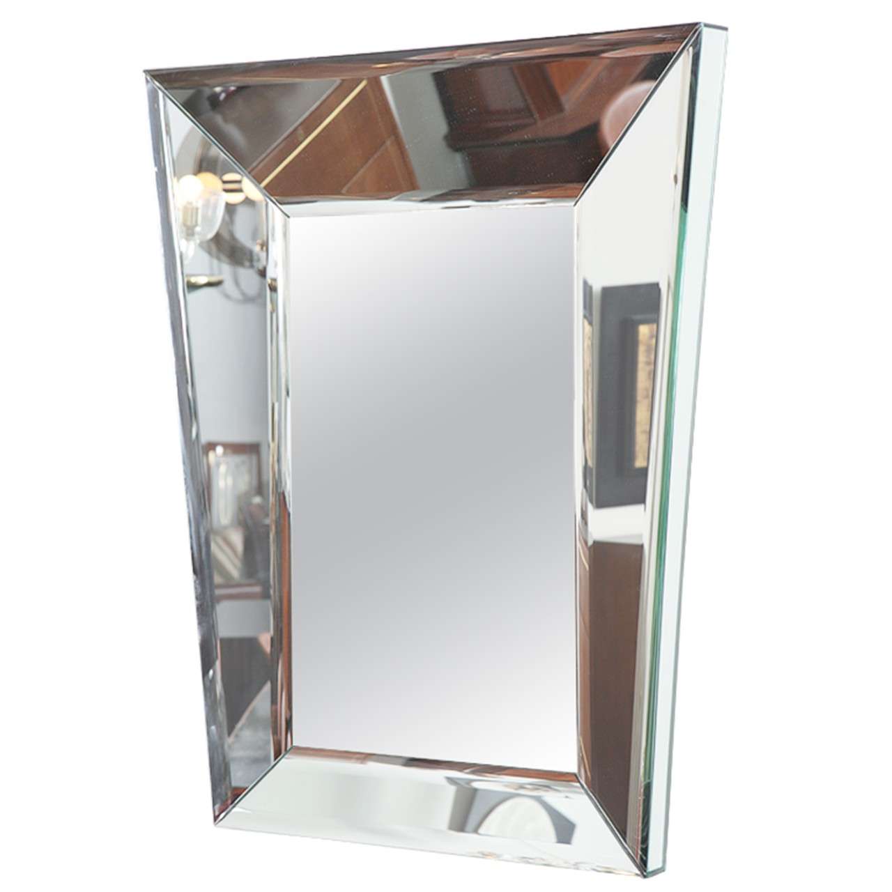 Large Trapezoid Beveled Mirror by Roberto Giulio Rida at 1stDibs