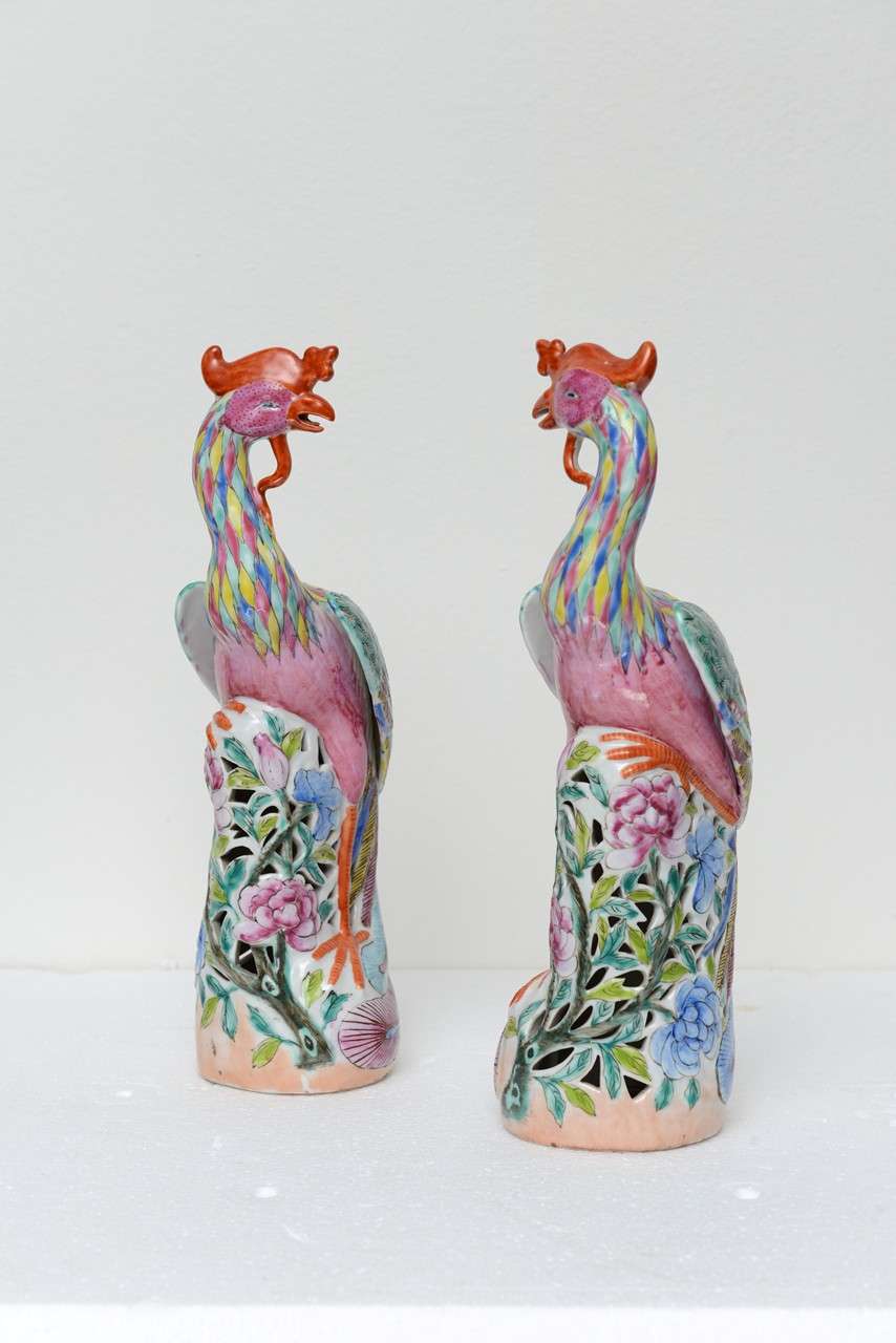 Large Pair of Chinese Porcelain Phoenix Birds, 12"h, 19th Century at ...